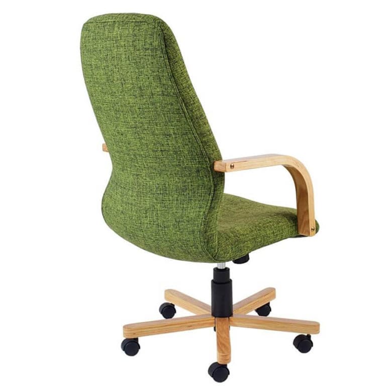Tammy oak wooden standard high back arm chair in fabric