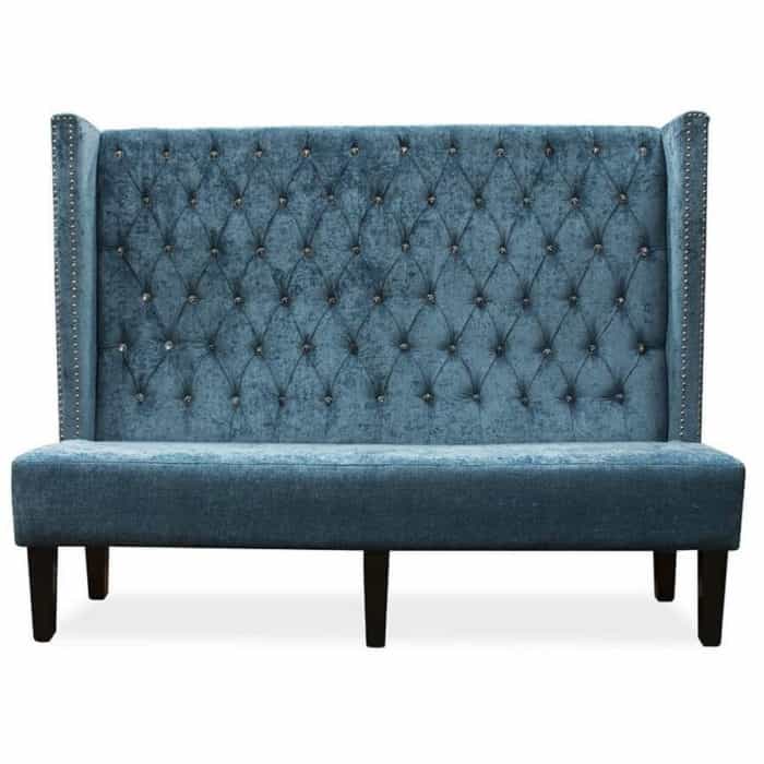 Classic bench for reception and occasional seating upholstered in fabric