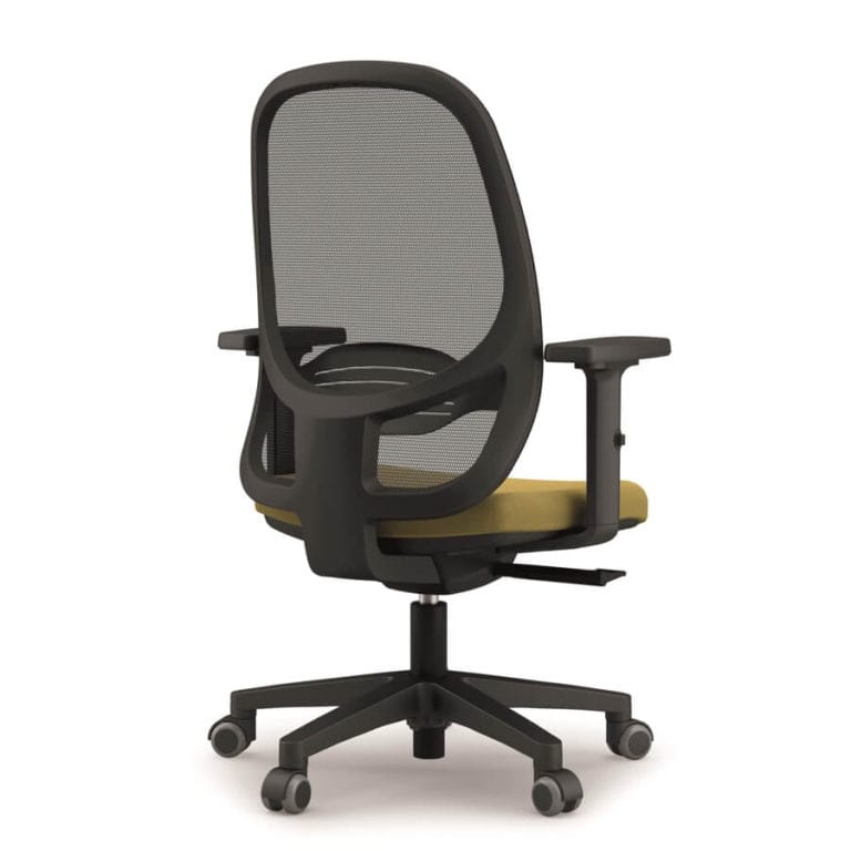 Evo black frame medium mesh back chair with arms